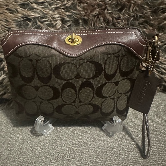 Coach | Bags | Coach Brown Clutch Legacy With Turn Lock And Hang Tag ...